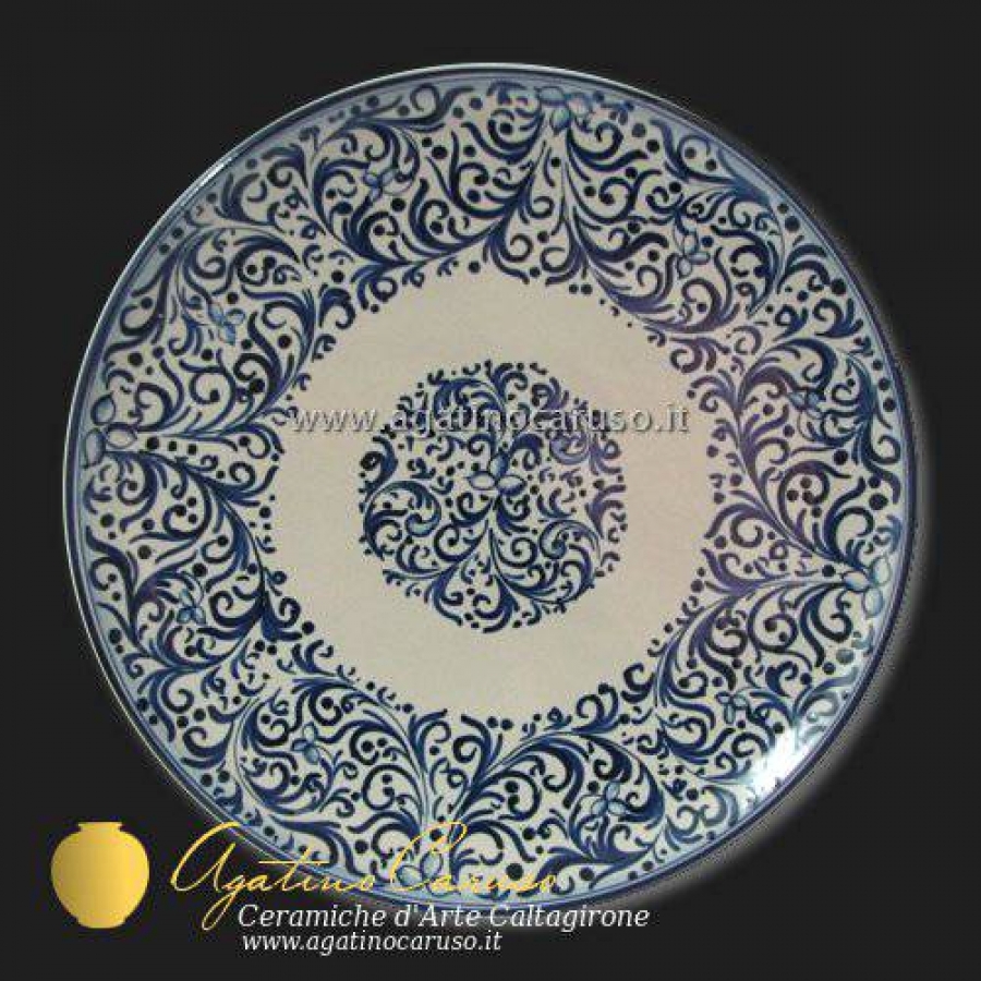 Piatti decorati in ceramica di Caltagirone dipinti a mano. Decoro Elena one